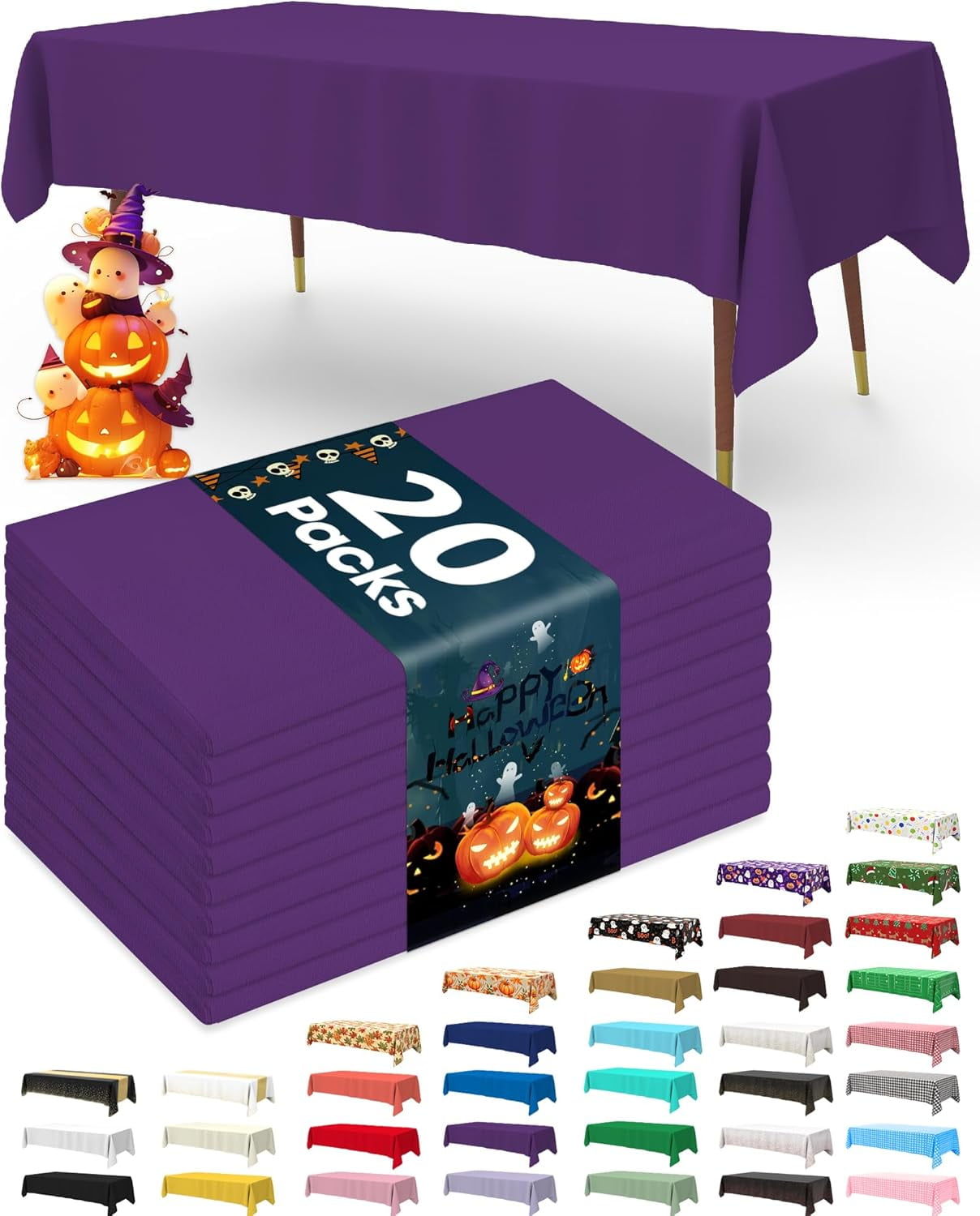 Plastic Table Cloth Disposable 20 Pack, 54 x 108 Inch Table Cloths ...