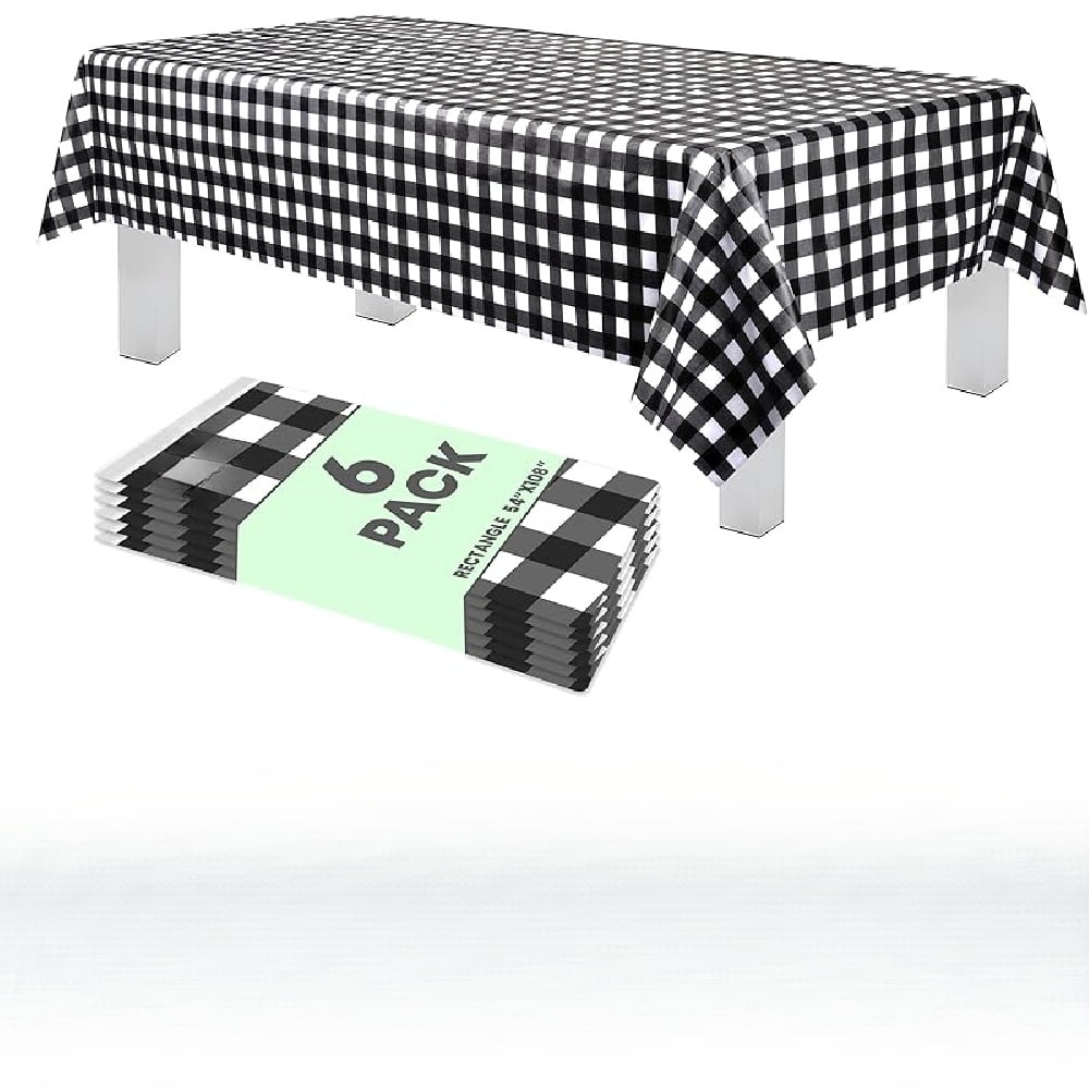 Plastic Table Cloth Disposable (6 Pk) 54in x 108in Plastic Tablecloths ...