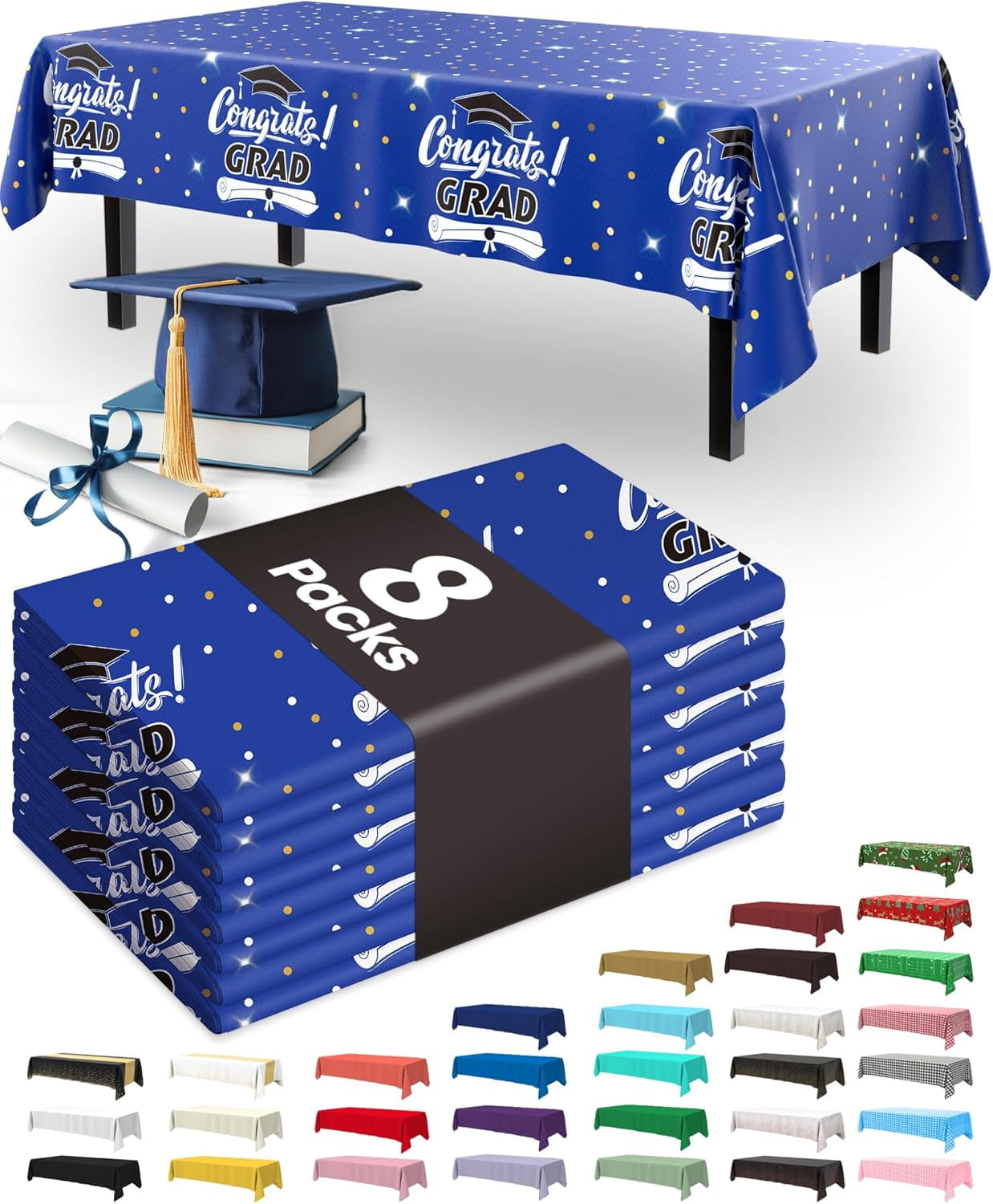 Plastic Table Cloth Disposable 8 Pack, 54 x 108 Inch Table Cloths ...