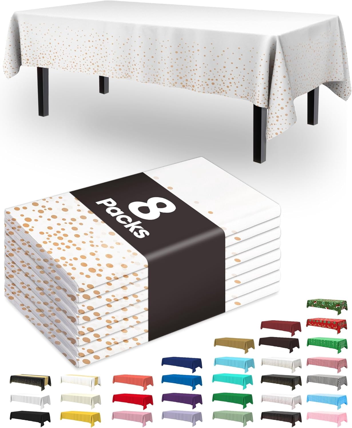 Plastic Table Cloth Disposable 8 Pack, 54 x 108 Inch Table Cloths ...