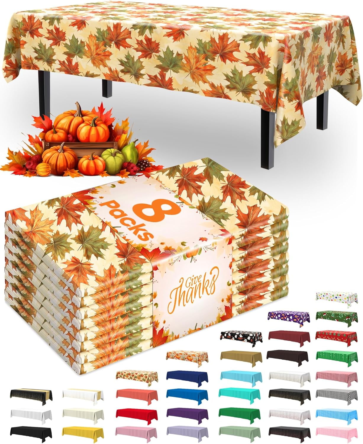 Plastic Table Cloth Disposable 8 Pack, 54 x 108 Inch Table Cloths ...