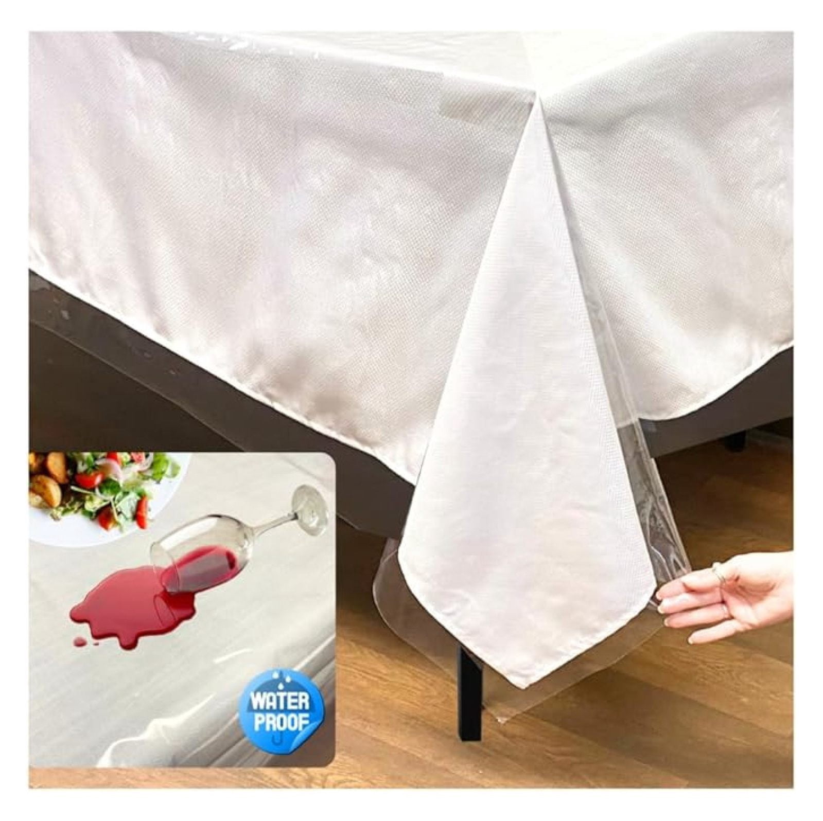 Plastic Table Cover - Clear Rectangular Vinyl Tablecloth for Tables 54 ...