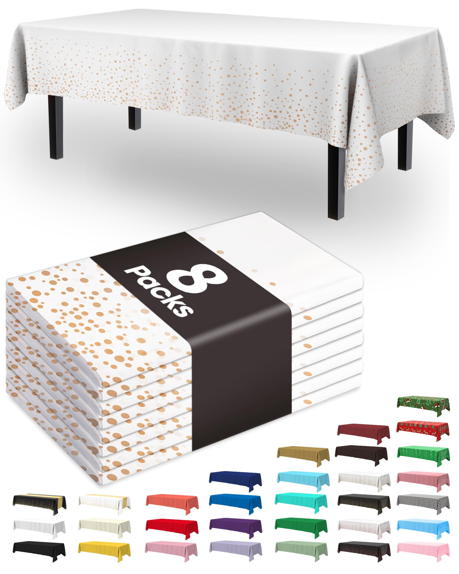 HH Plastic Table Cloth Disposable 8 Pack, 54 x 108 Inch Table Cloths ...