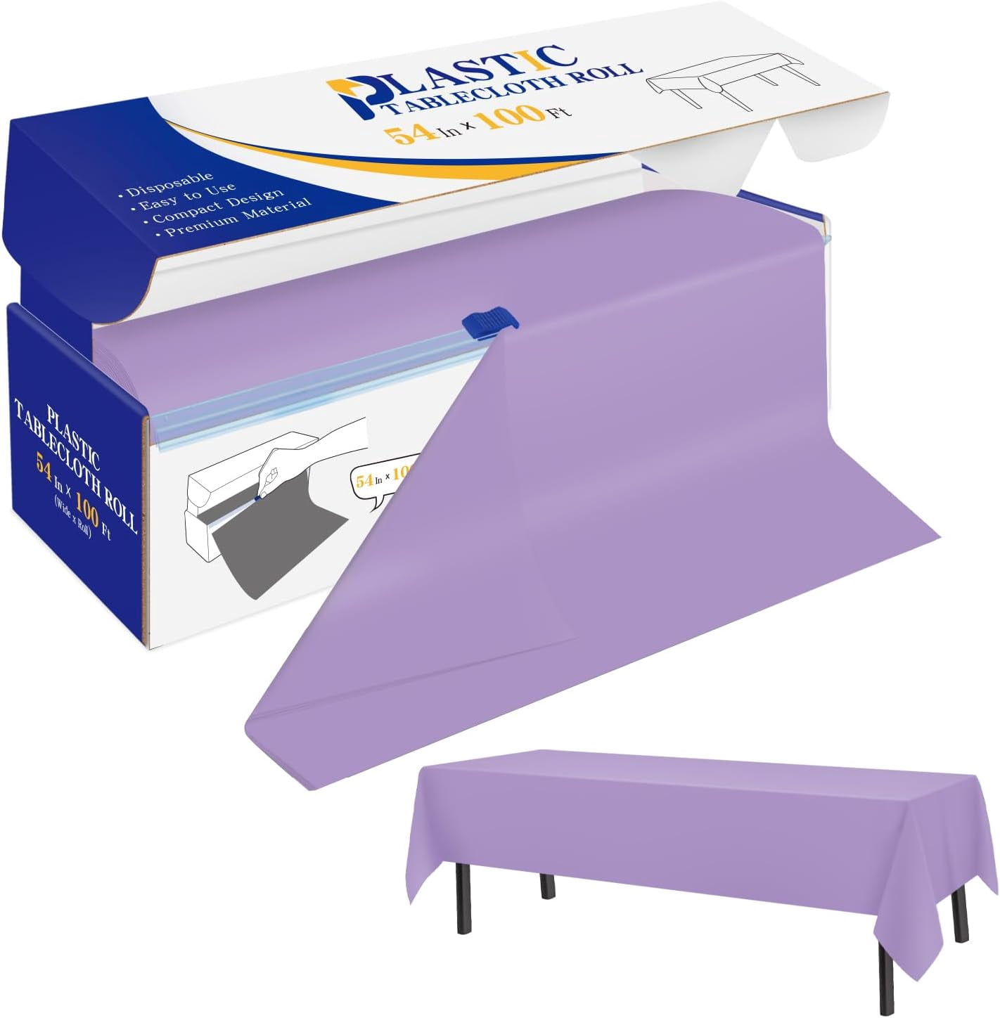 Plastic Table Cover Roll Lavender Disposable Table Cloth 54 in x 100 Ft ...