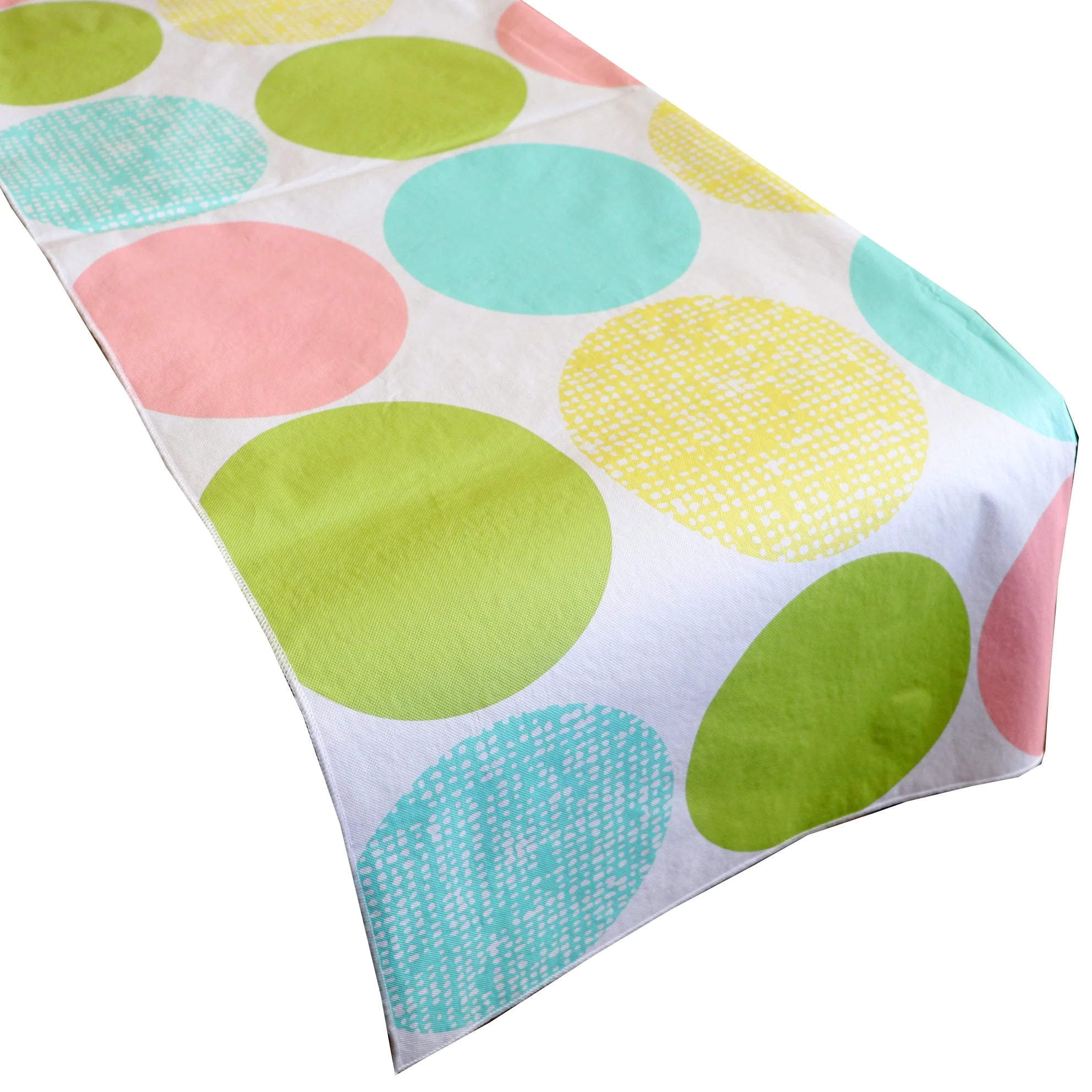 Plastic Table Runner Non-Slip Flannel Backing - Large Circles Pastel ...
