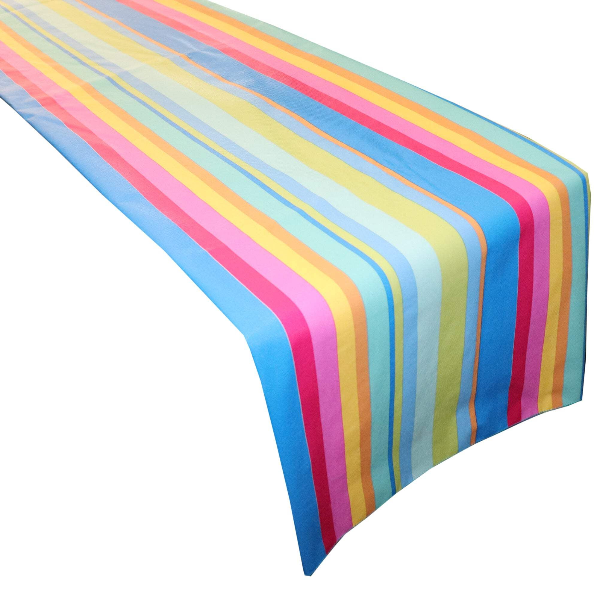 Plastic Table Runner Non-Slip Flannel Backing - Multi Color Stripes ...