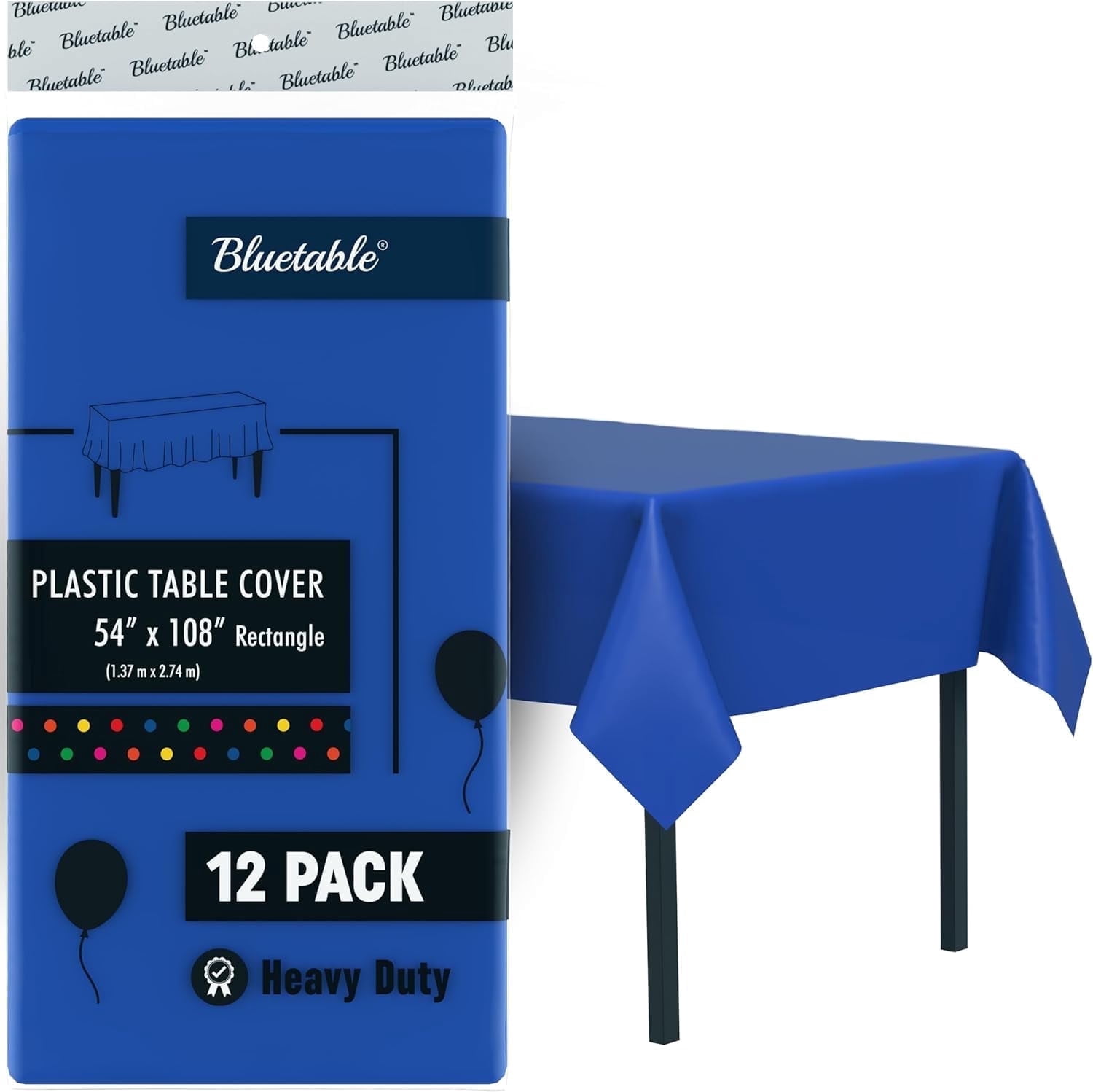 Bluetable Heavy Duty Rectangle Plastic Tablecloth 54x108 inches ...