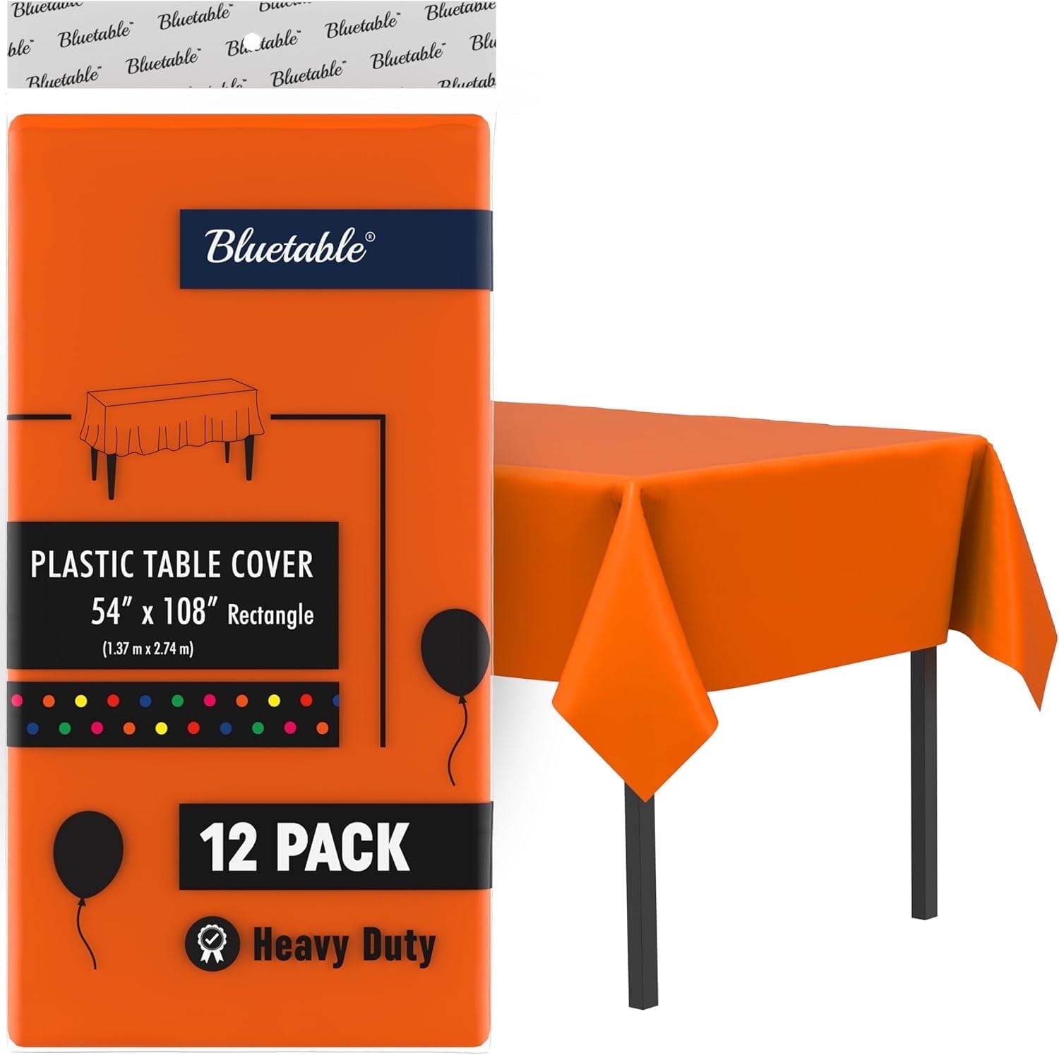 Plastic Tablecloth Disposable - Orange Rectangle (12 Pack) Bulk - Heavy ...