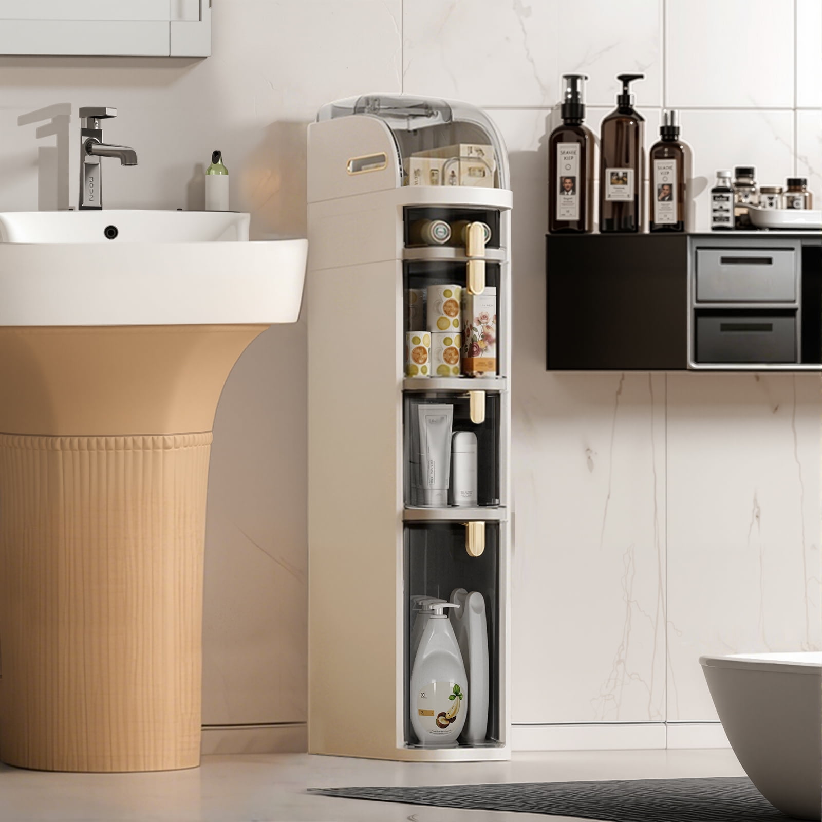 Plastic Tall Narrow Storage Cabinet,Slim Bathroom Organizers and ...