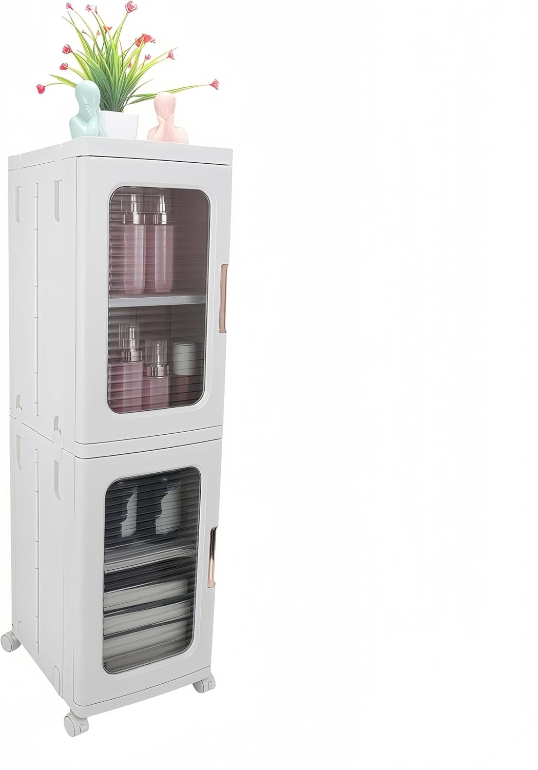 Plastic Tall Narrow Storage Cabinet,with Movable Wheels,Adjustable ...