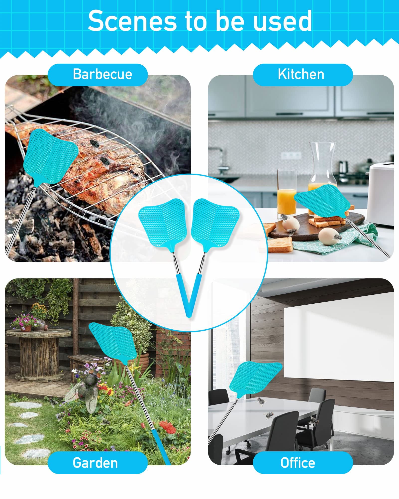 Plastic Telescopic Fly Swatter & Electric Handheld Bug Zapper Racket ...