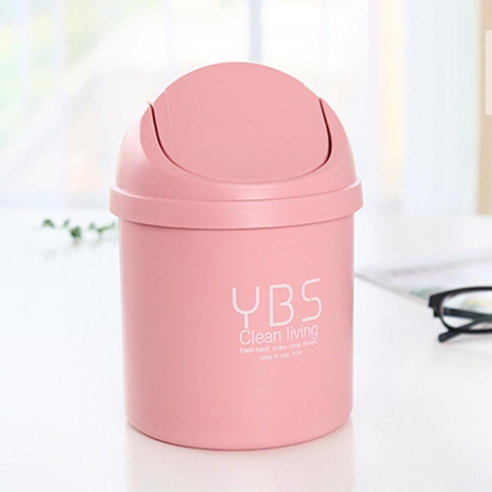 Plastic Tiny Waste Bin, Desktop Mini Trash Can with Swing Lid for ...
