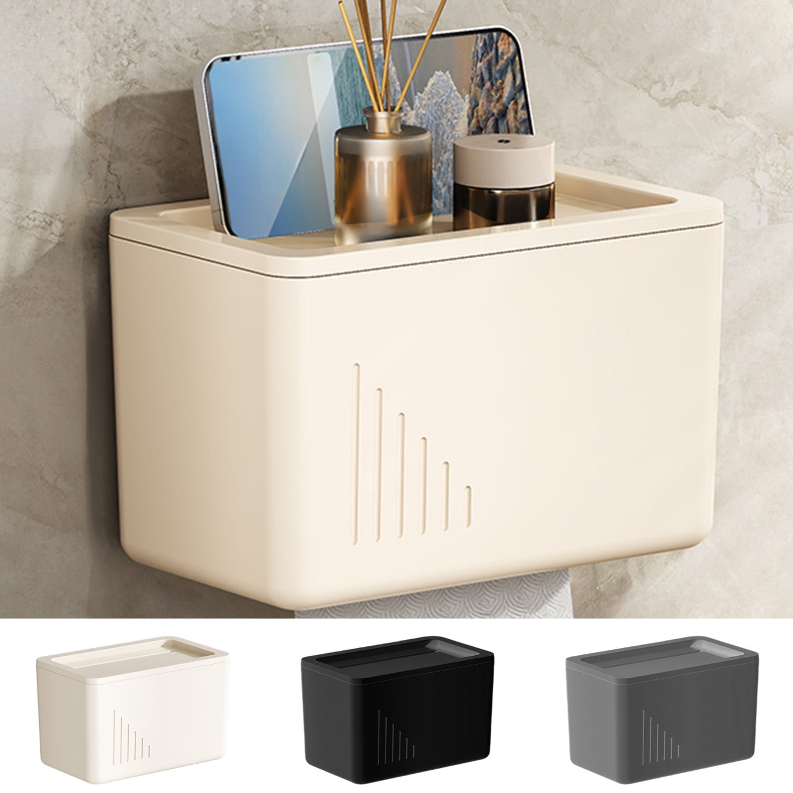 Plastic Tissue Box Cover Organizer with Clear View Window for Easy ...