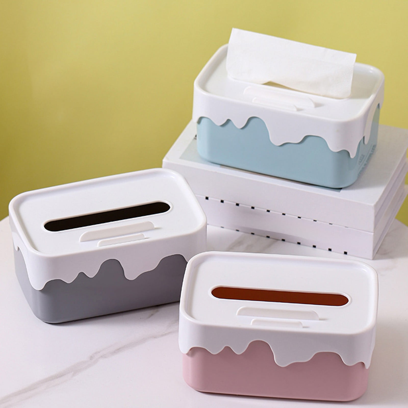 Plastic Tissue Box Cover Organizer with Non-Slip Base and Hidden ...