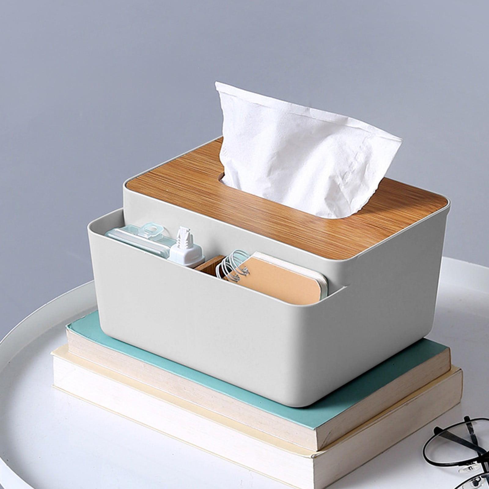 Plastic Tissue Box Organizer | Multi-Compartment Desktop Storage for ...