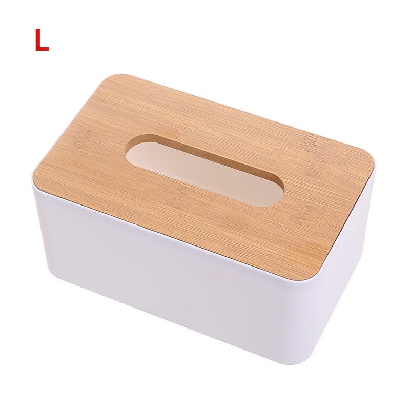 Plastic Tissue Box Wooden Lid Round/Square Napkin Holder Container Wet ...