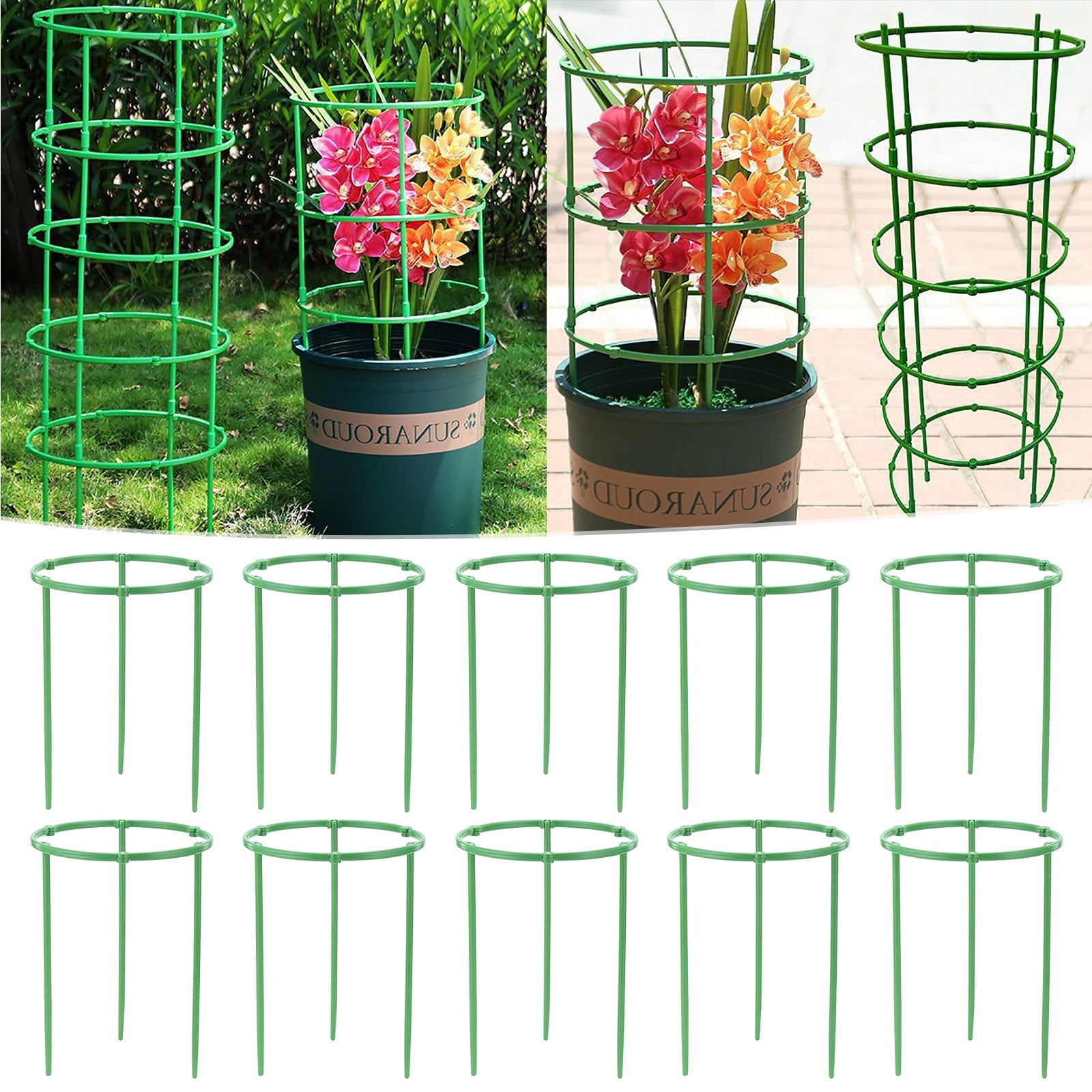 Plastic Tomato Support Cages with Standing Stakes (10 pcs) - Walmart.com