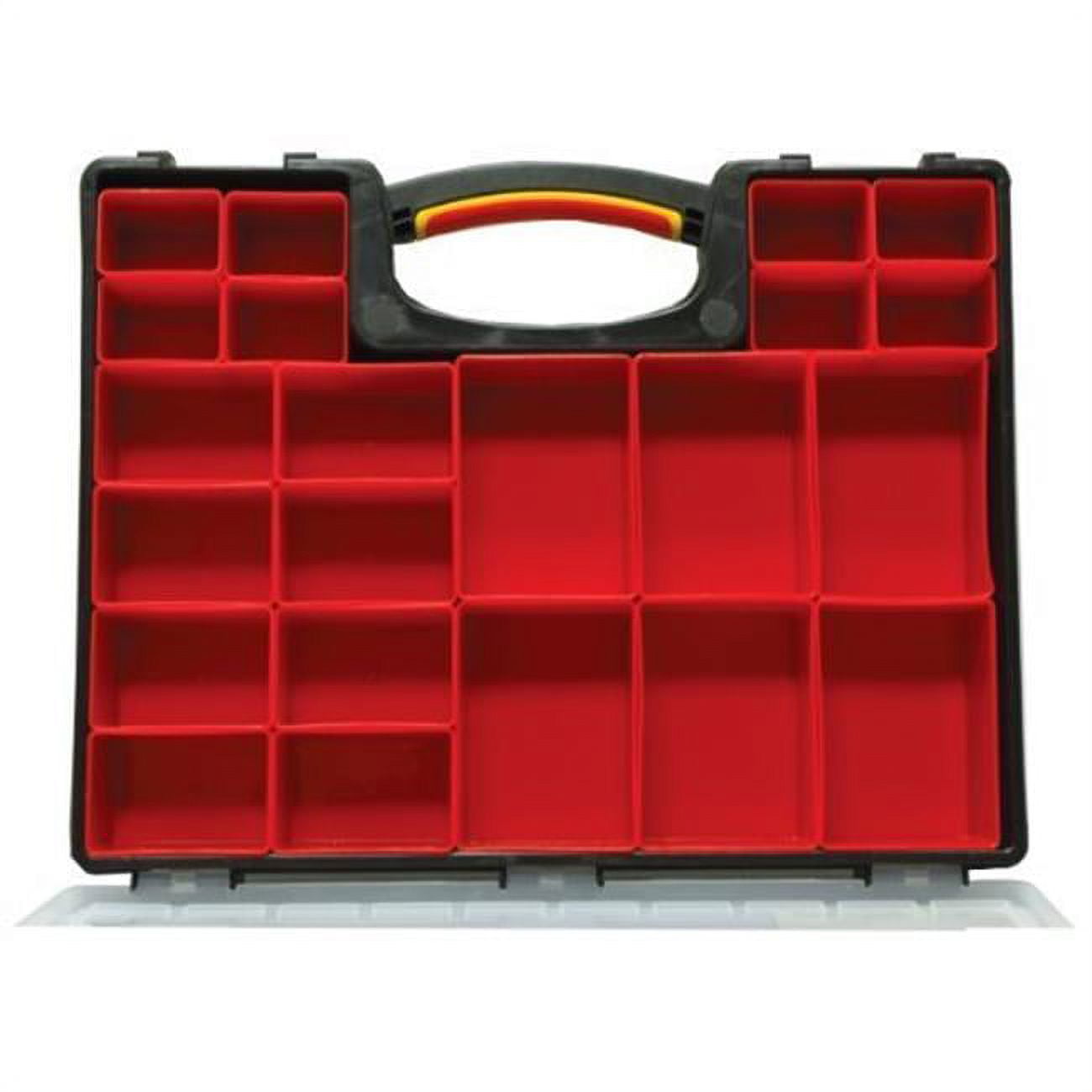 Plastic Tool Organizer with 22 Removable Bins - Clear & Orange ...