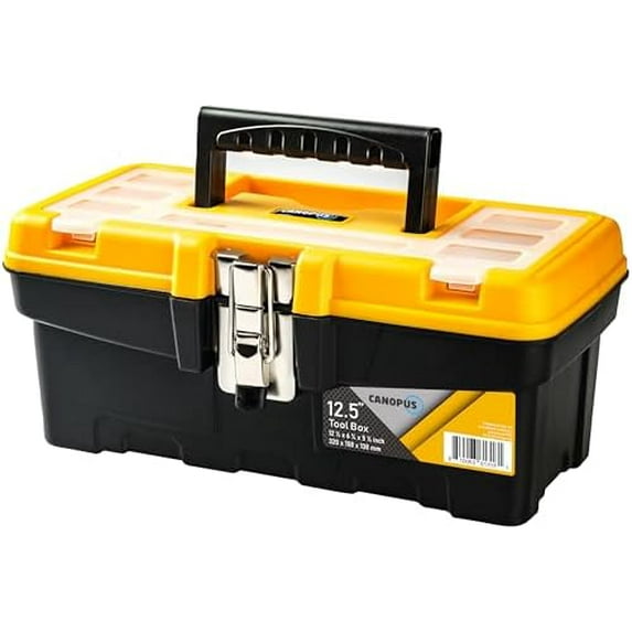 Plastic Toolbox, 12.5-inch Portable Tool Box with Metallic Clutch, Tool ...