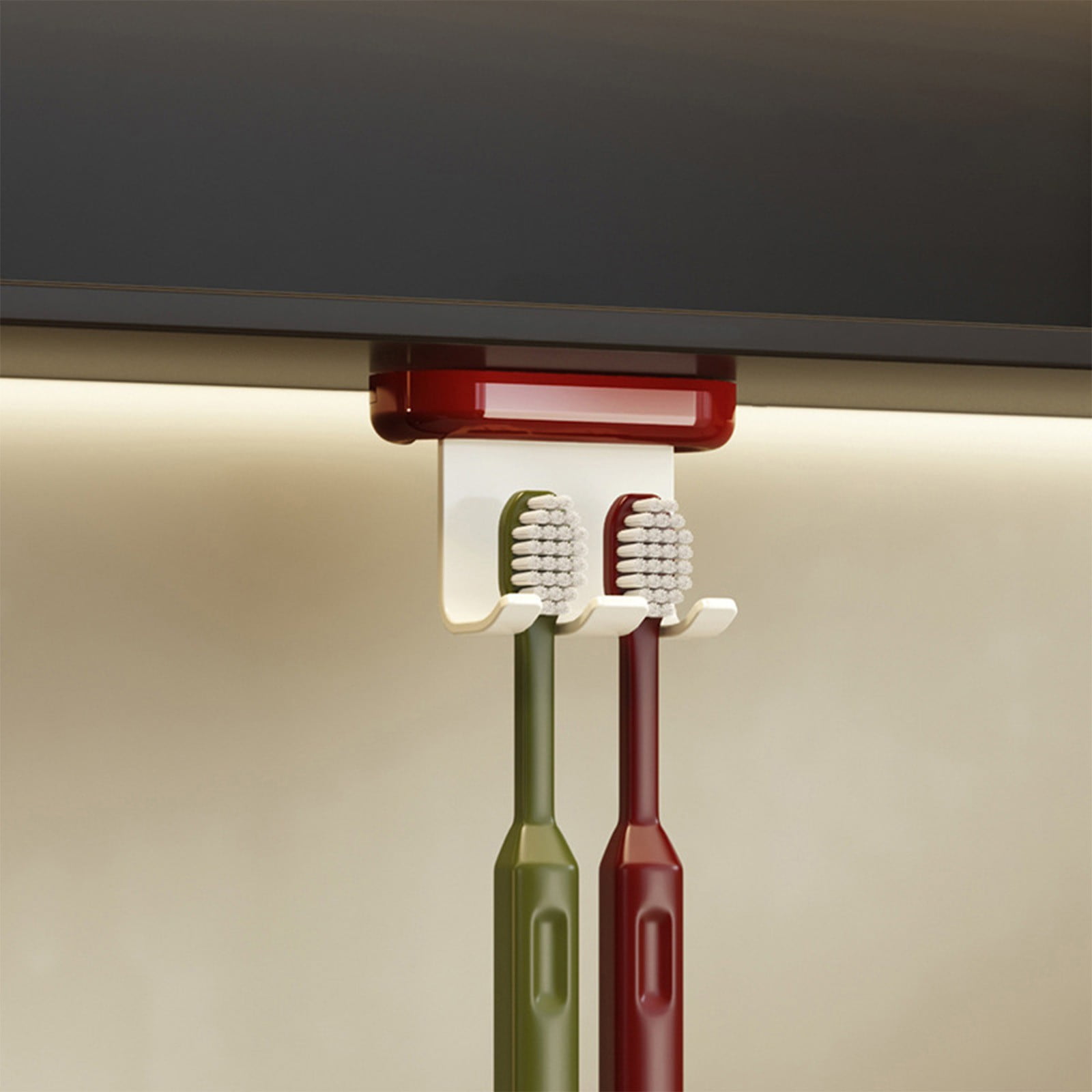 Plastic Toothbrush Holder with Adhesive Mount, Rotatable Hanging Rack ...