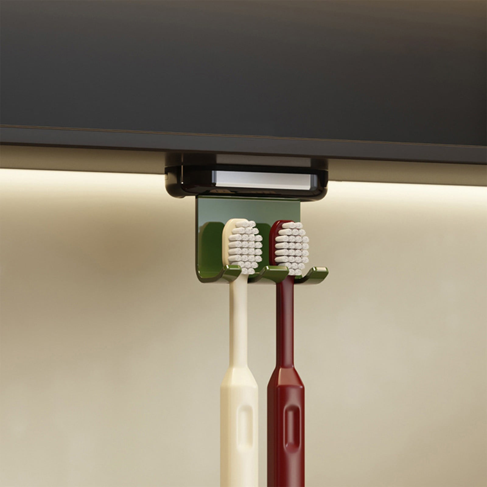 Plastic Toothbrush Holder with Adhesive Mount, Rotatable Hanging Rack ...