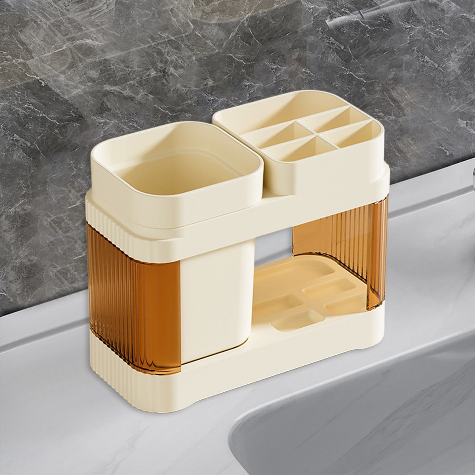 Plastic Toothbrush Holder with Drainage - Bathroom Countertop Organizer ...