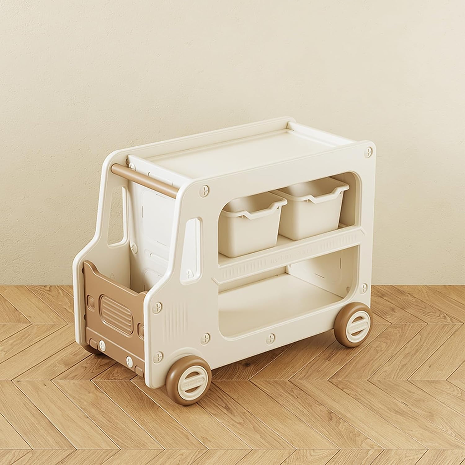 Plastic Toy Organizers and Storage Bus Shaped, 2 Layers with 2 Storage ...