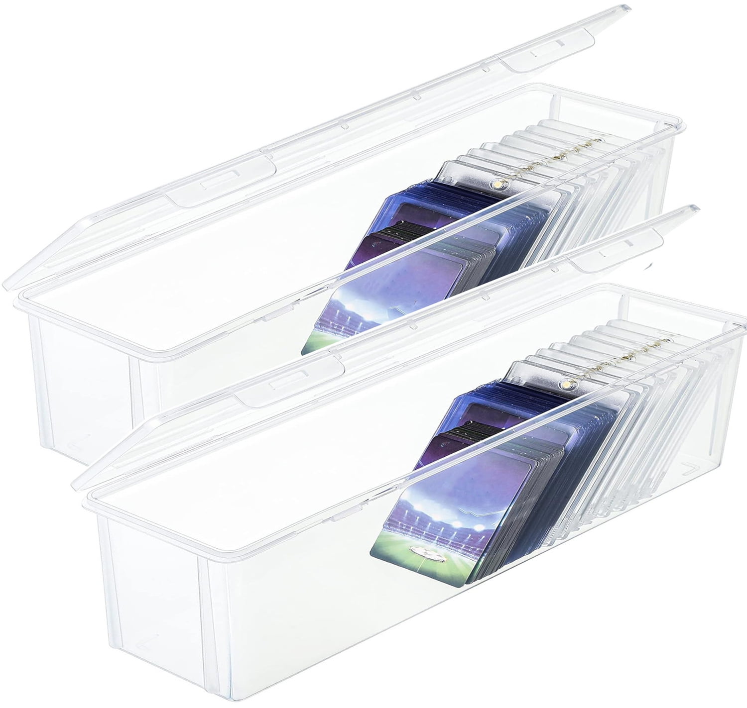 Plastic Trading Card Storage Box,Bexikou 2 Pcs Card Storage Case, Clear ...