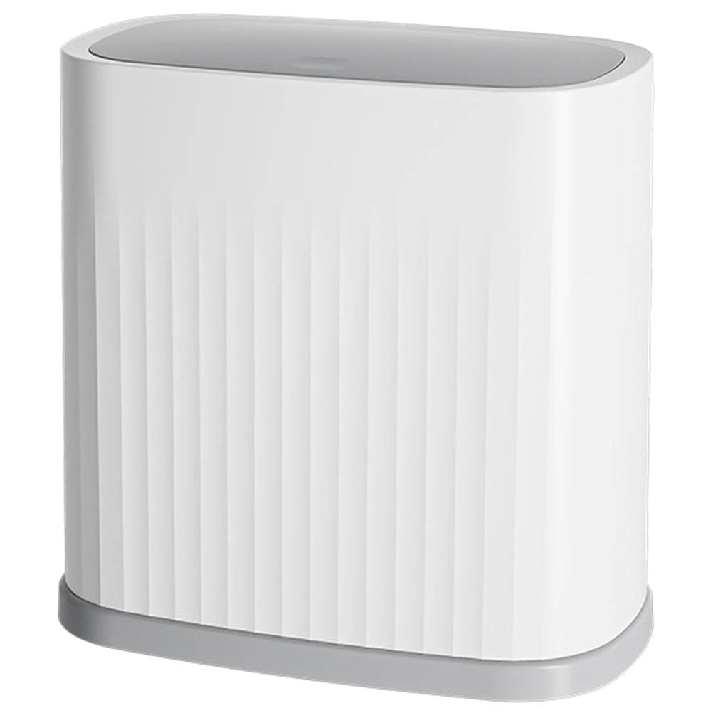 Plastic Trash Can with Press Lid Slim Wastebasket Garbage Container Bin ...