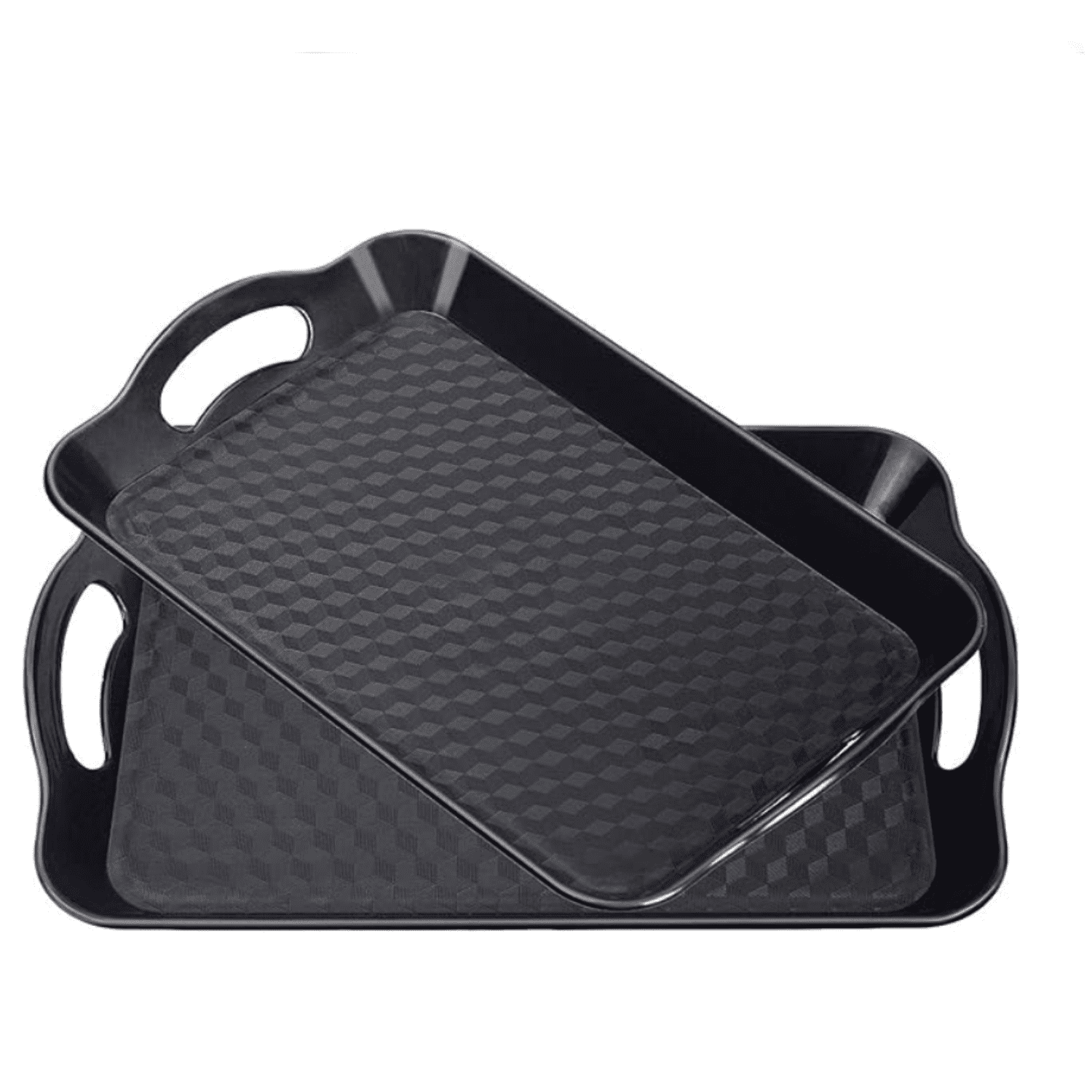 Plastic Tray with Handles, 2 Pack Multi-Purpose Rectangular Non Slip Restaurant Serving Trays ...