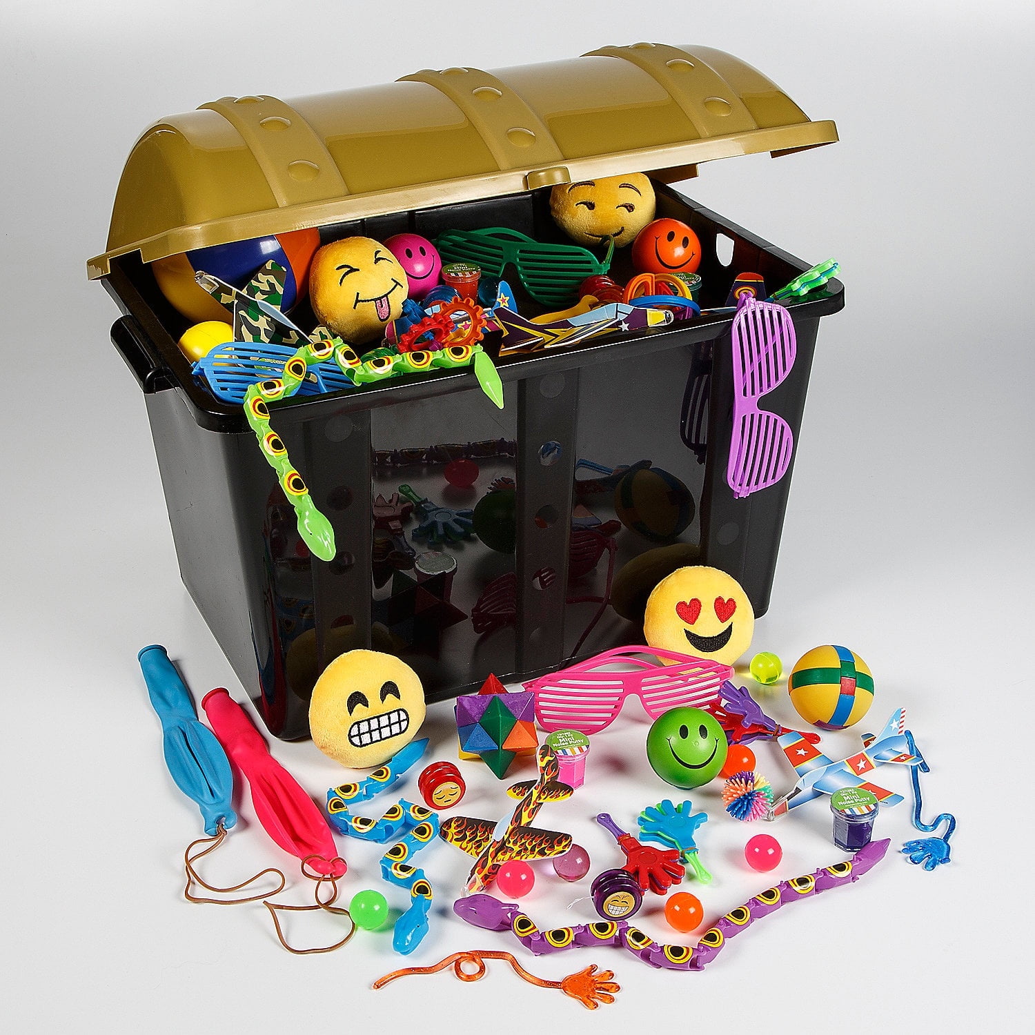 Large Plastic Treasure Chest Box with 500 Kids Classroom Items - Party ...