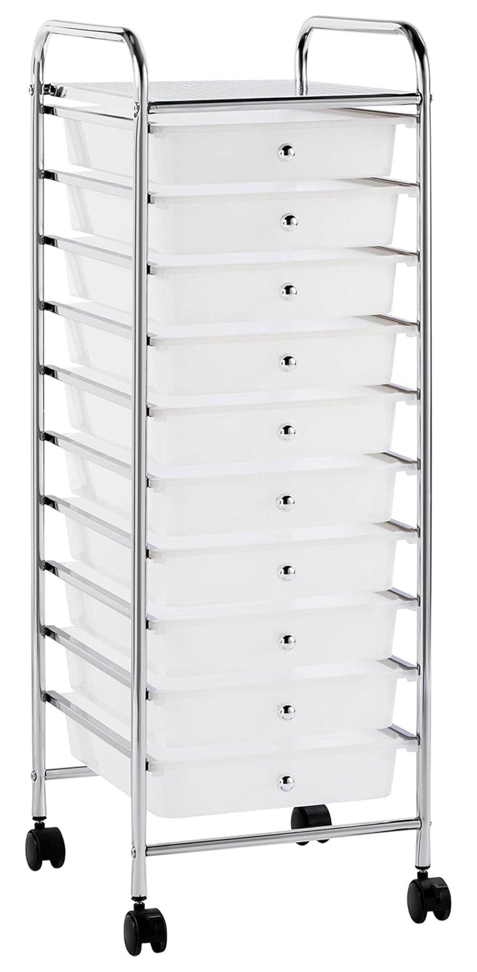 Plastic Trolley with 10 Drawers Rolling Cart Organizer Utility Cart ...