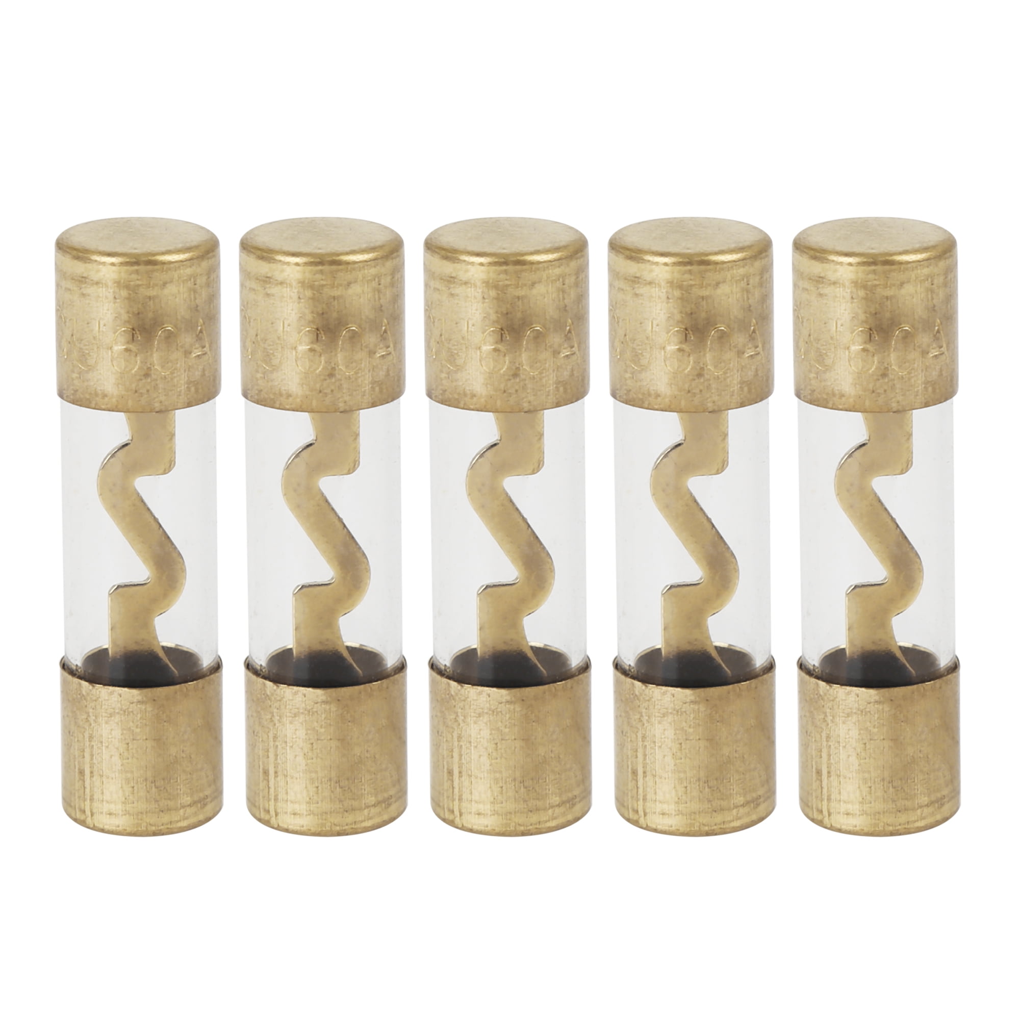 Plastic Tube Fuse 60 Amp Gold Tone Plated AGU Fuses for Car Auto 5pcs ...