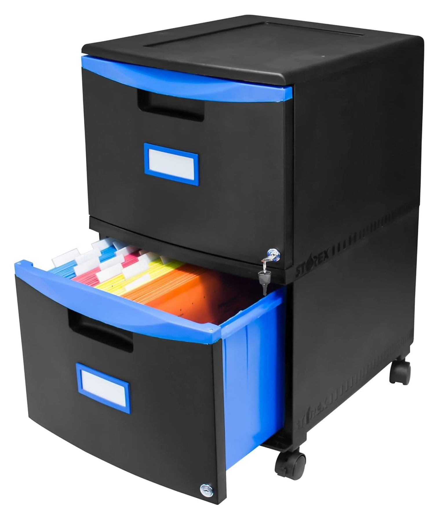 Plastic Two-Drawer File Cabinet – Locking Document Organizer with ...
