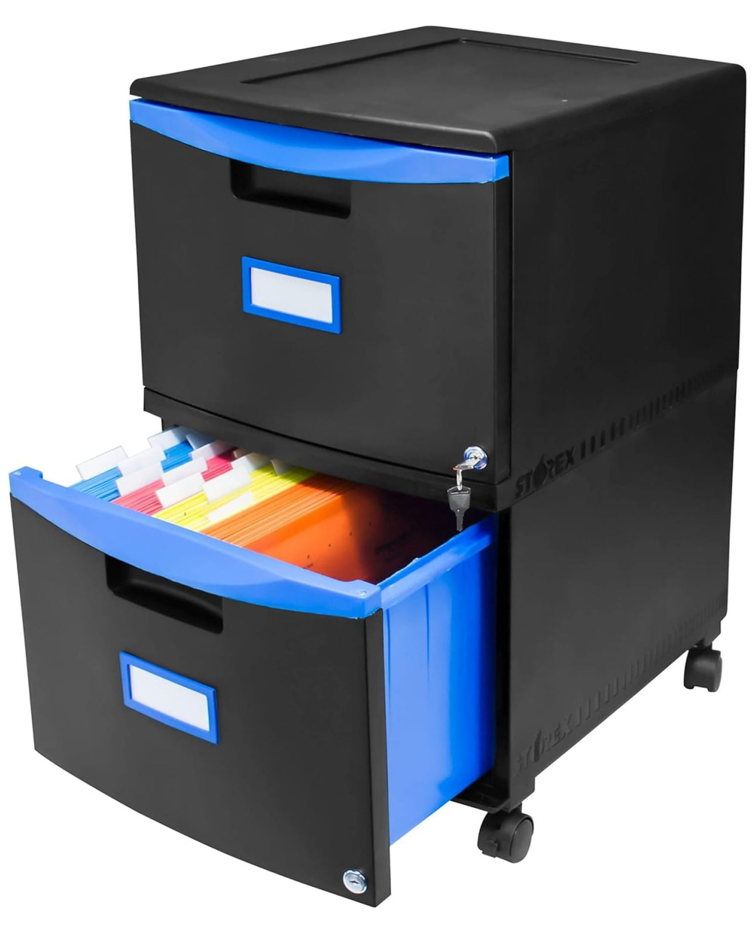 Plastic Two-Drawer File Cabinet – Locking Document Organizer with ...