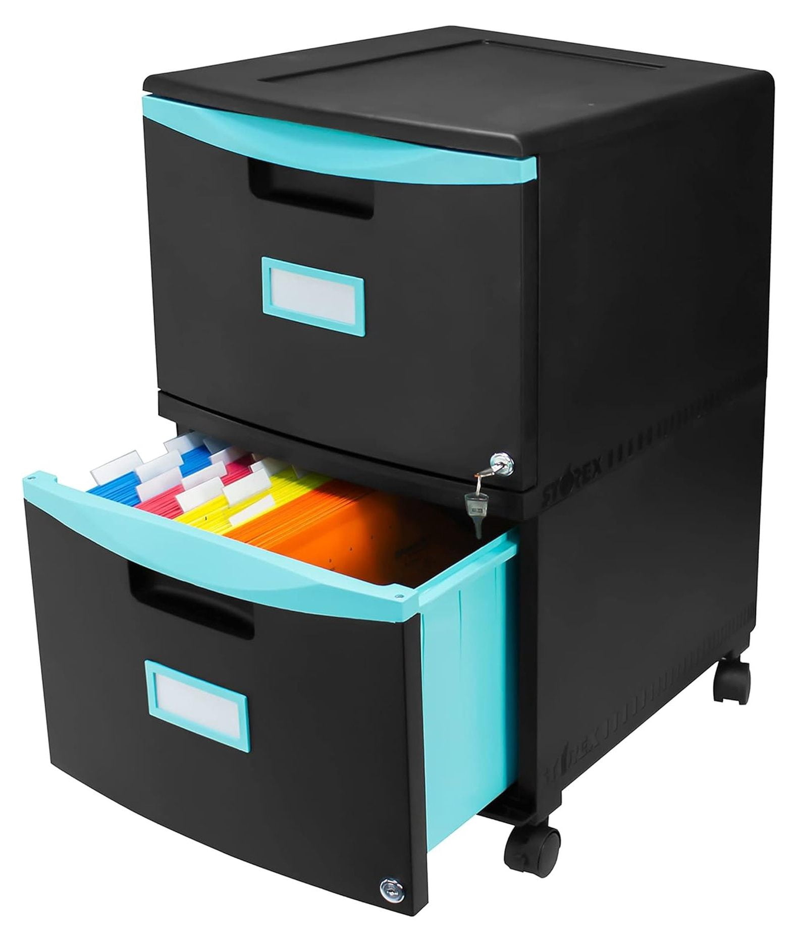Plastic Two-Drawer File Cabinet – Locking Document Organizer with ...