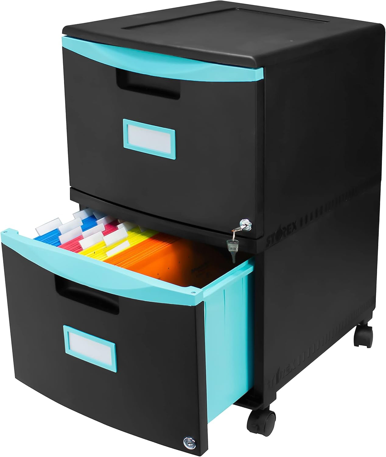 Plastic Two-Drawer File Cabinet – Locking Document Organizer with ...