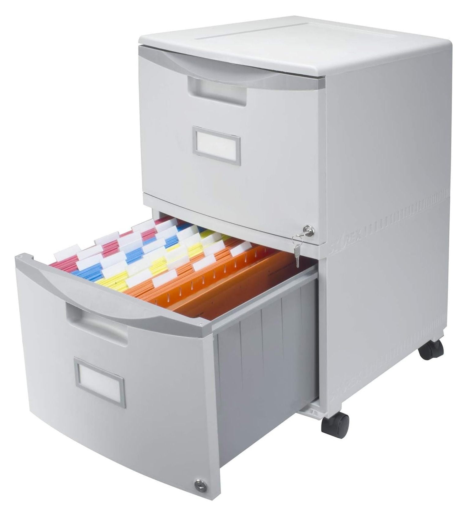 Plastic Two-Drawer File Cabinet – Locking Document Organizer with ...
