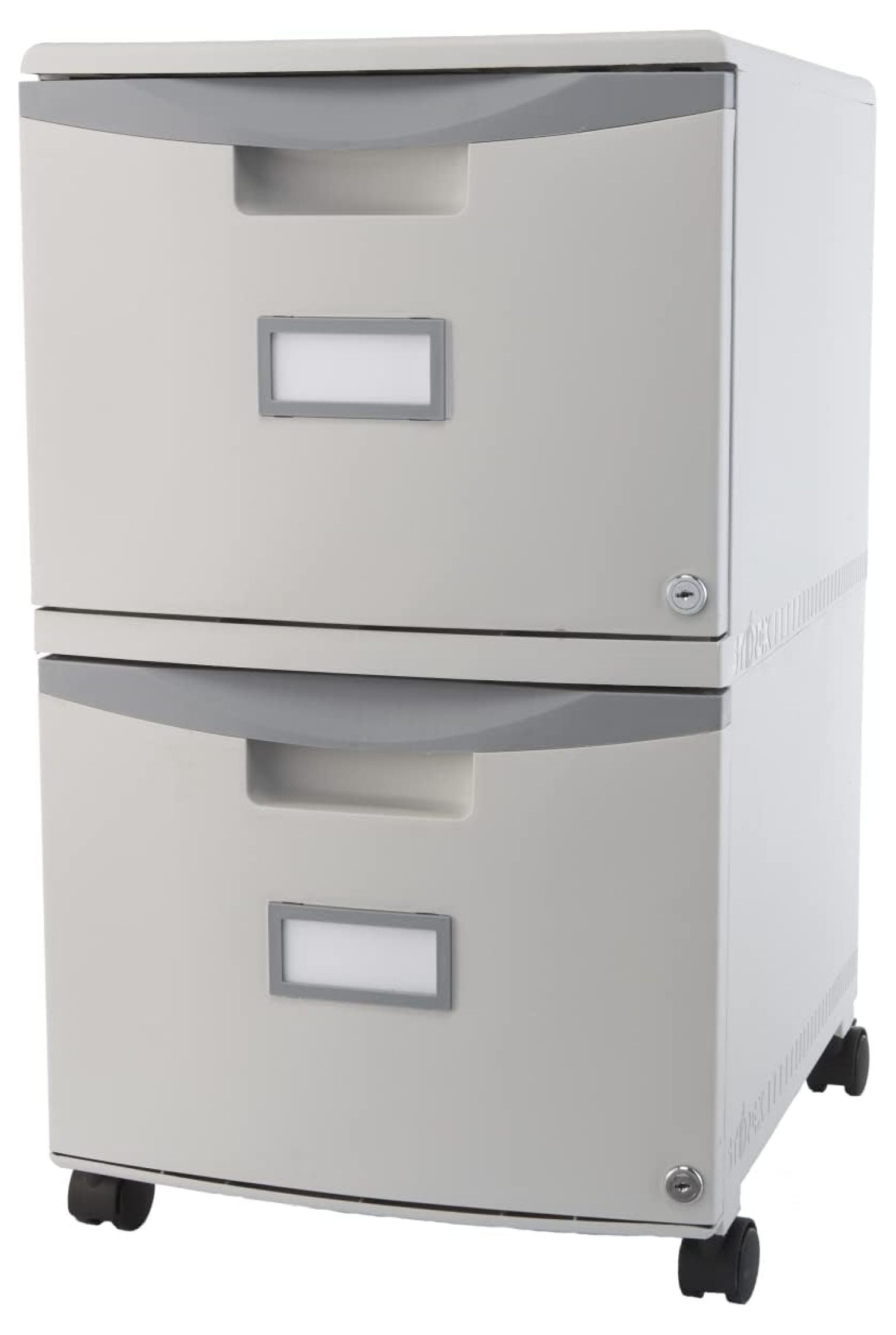 Plastic Two-Drawer File Cabinet – Locking Document Organizer with ...
