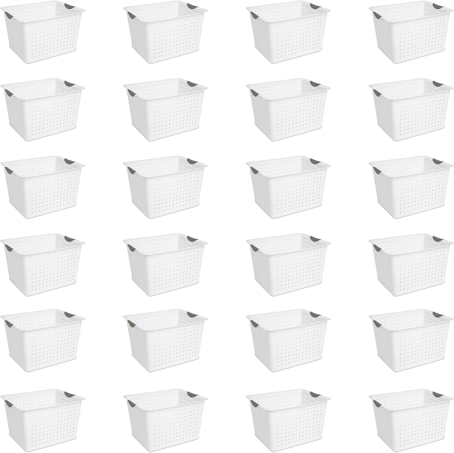 Plastic Ultra Nesting Basket Storage Bins, Deep Organizing Box, White ...