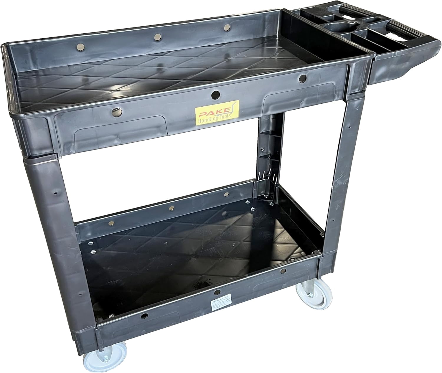 Plastic Utility Cart, 40" L x 17-1/2" W with Handle 2 Shelves, 550lb ...