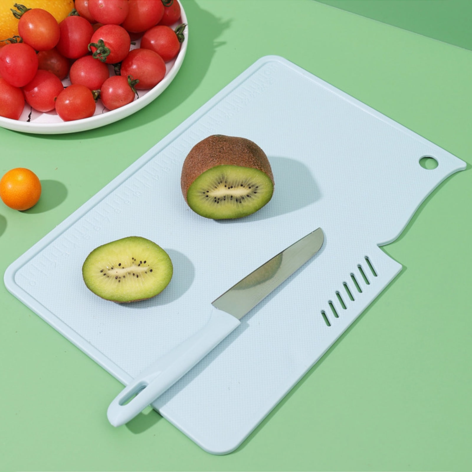 Plastic Utility Cutting Board with Knife，Double Sided Plastic Chopping ...