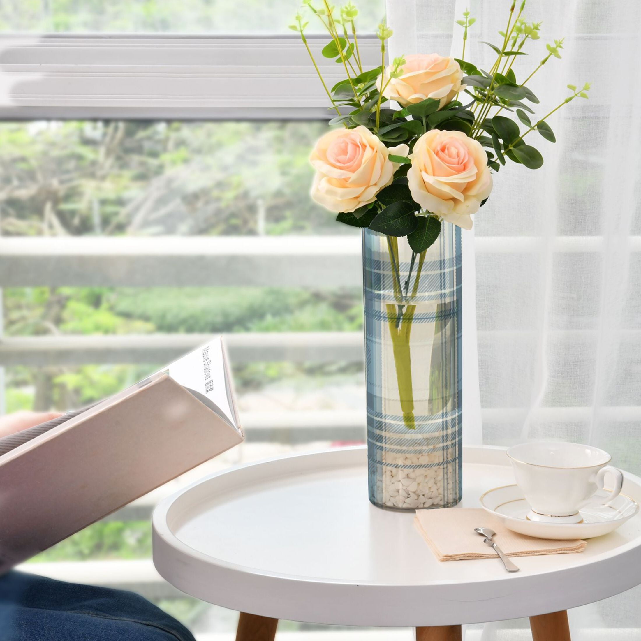 Plastic Vase 11.8"×3.9" Translucent Cylinder Vase Durable Flower Vase ...