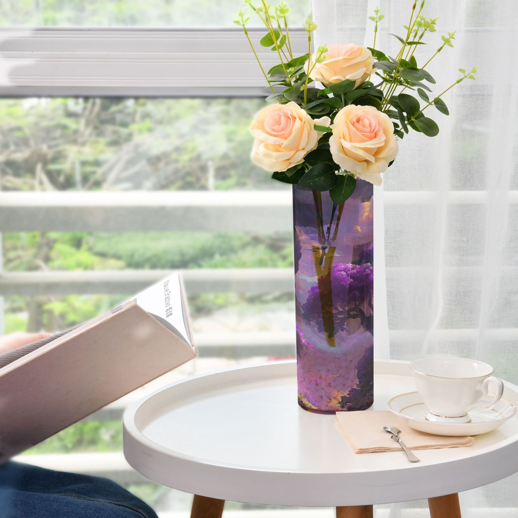 Plastic Vase 11.8"×3.9" Translucent Cylinder Vase Durable Flower Vase ...