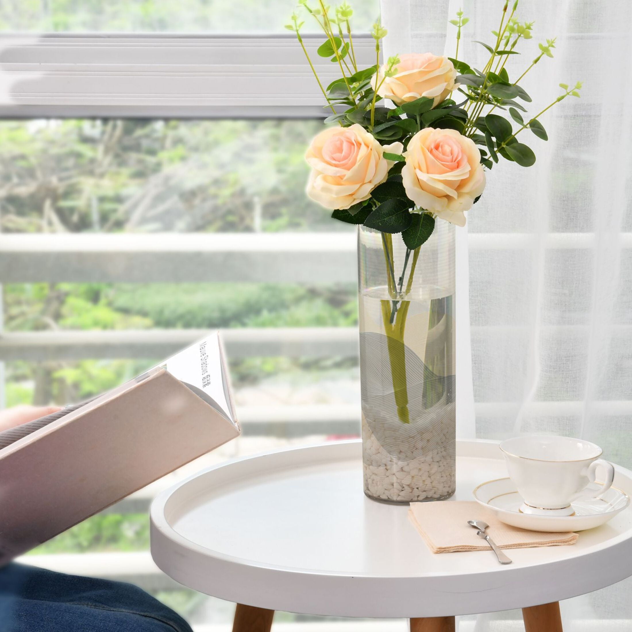Plastic Vase 11.8"×3.9" Translucent Cylinder Vase Durable Flower Vase ...