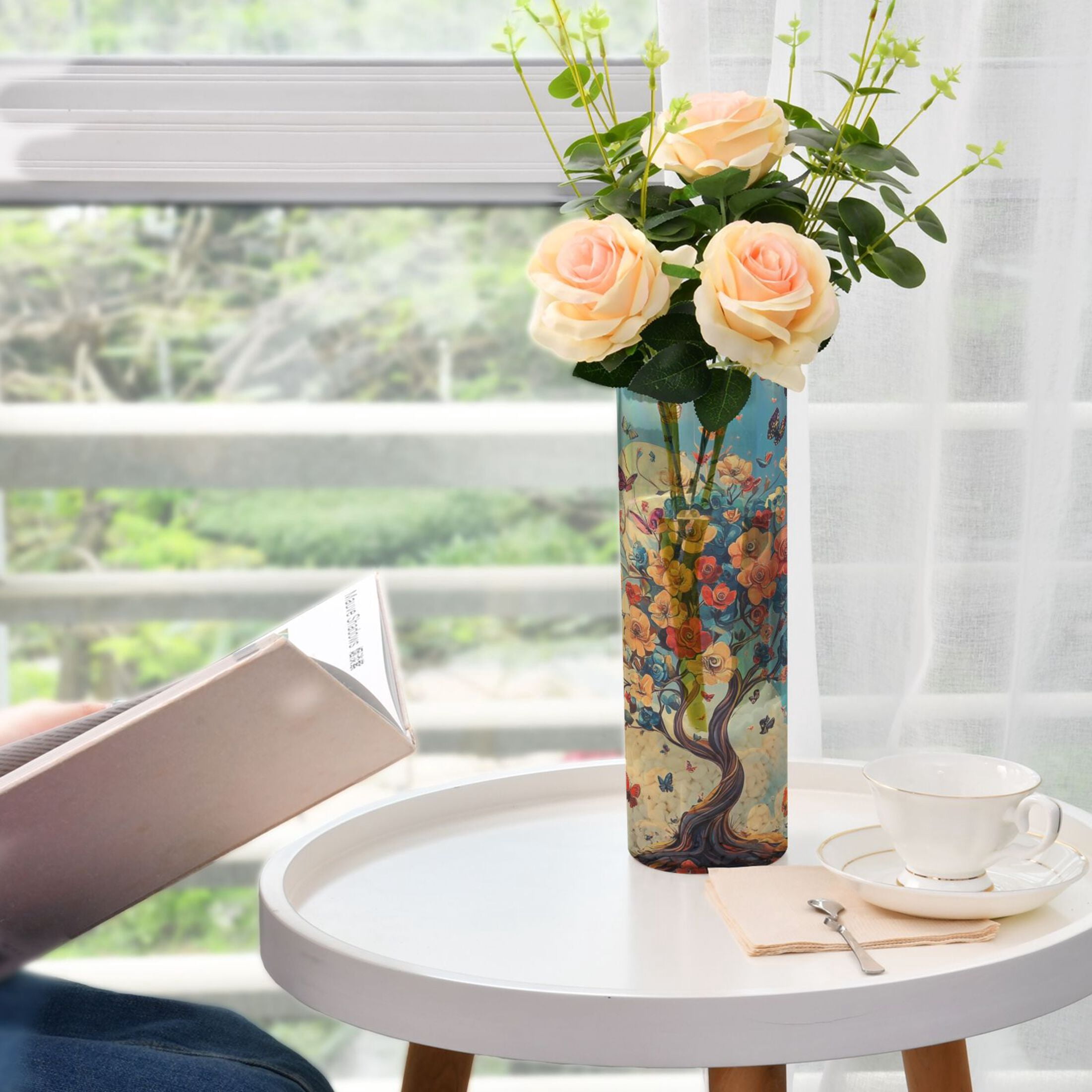 Plastic Vase 11.8"×3.9" Translucent Cylinder Vase Durable Flower Vase ...
