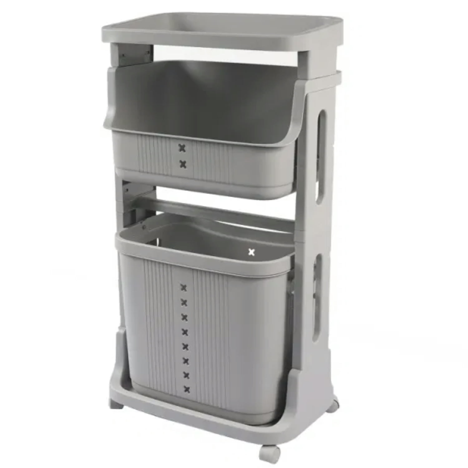 Plastic Vertical Stackable Laundry Sorter Hamper with Wheels, Removable ...