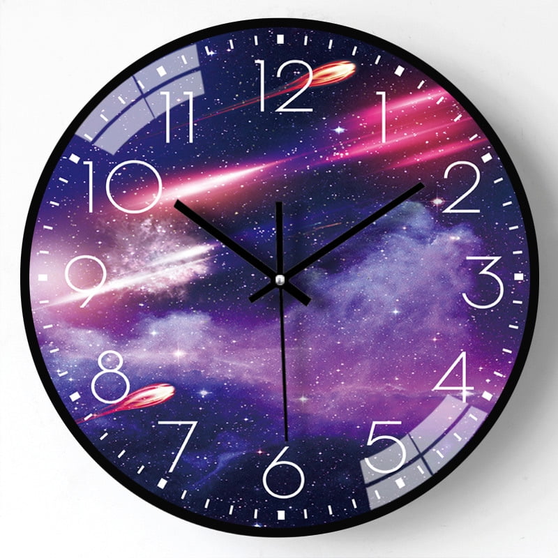 Plastic Wall Clock Cosmic Starry Sky Nebula Theme Clock Factory ...