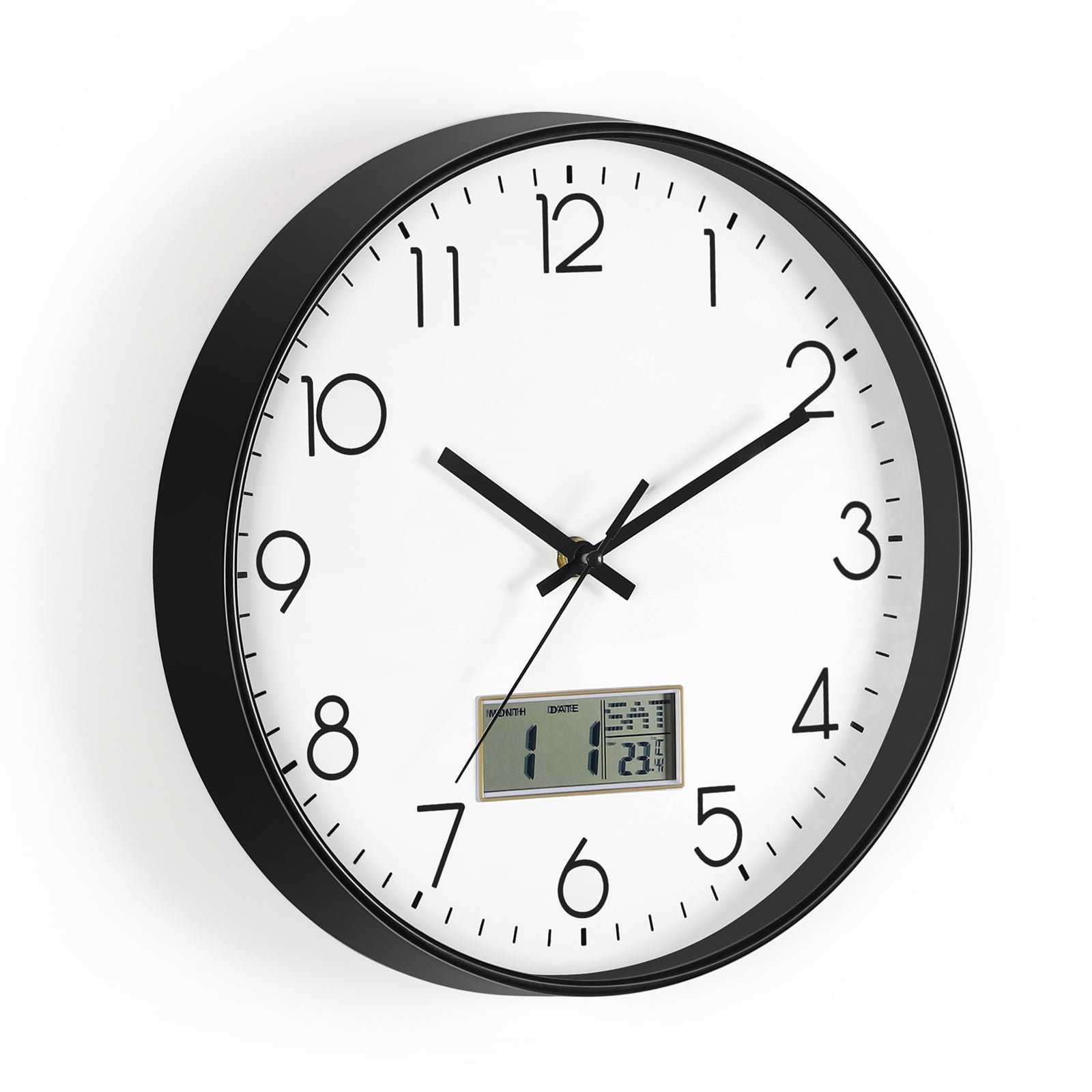 Plastic Wall Clock with Perpetual Calendar 12 Inch - Black - Walmart.com