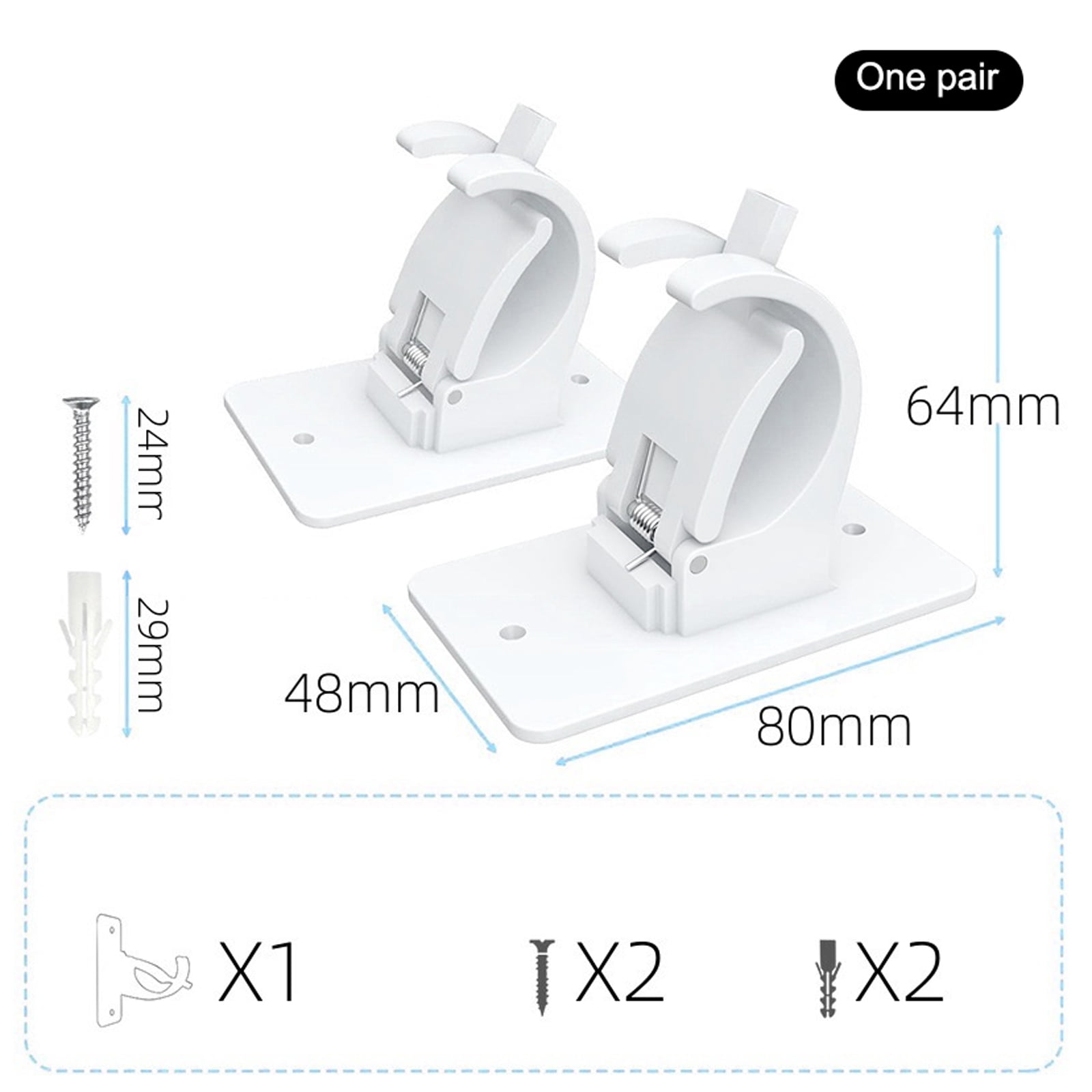 Plastic Wall Mounted Curtain Rod Holder Clips, Self-Adhesive Hooks For ...